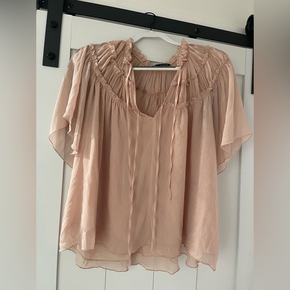 Zara | Tops | Zara Soft Pink Ruffled Blouse | Poshmark